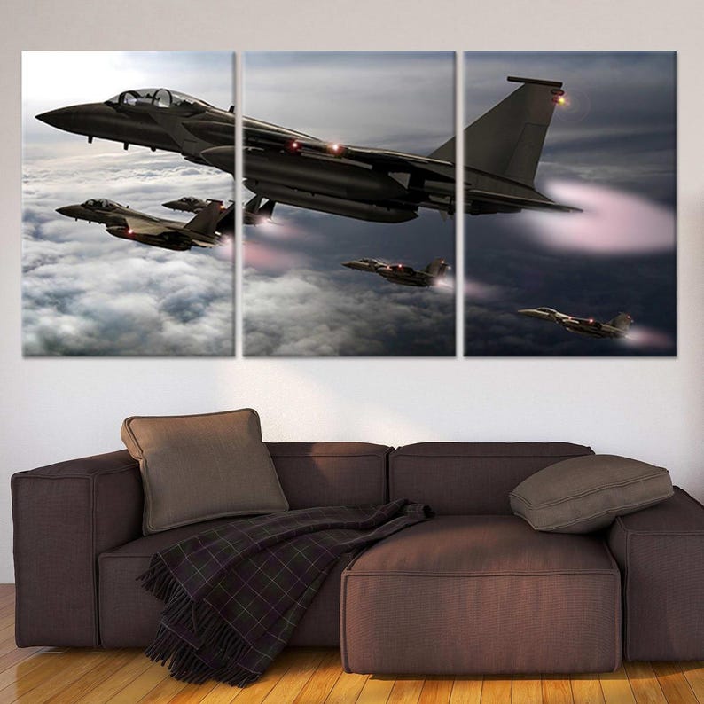 Fighter Jet Canvas Art - Military Aircraft Aviation Wall Art, Perfect ...