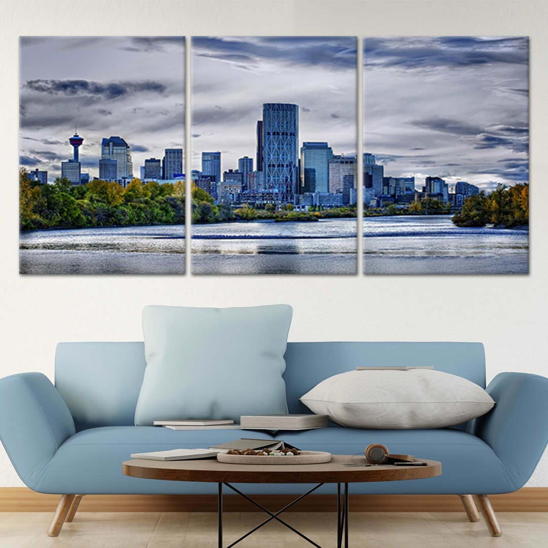 Calgary Skyline Canvas Print, Alberta Cityscape Wall Art, Urban ...