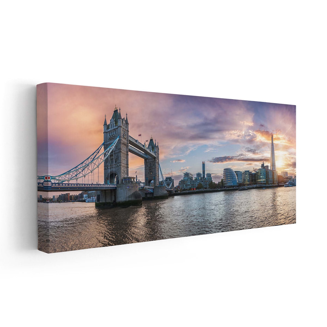 London Skyline Canvas Wall Art, Extra Large British Cityscape Print for ...