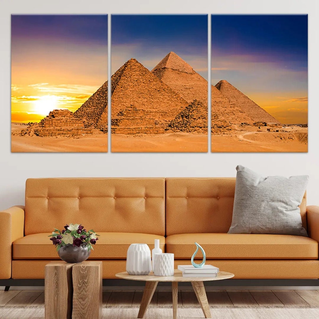 Sunset Over the Pyramids of Giza Canvas Print Ancient Wonders Wall Art ...