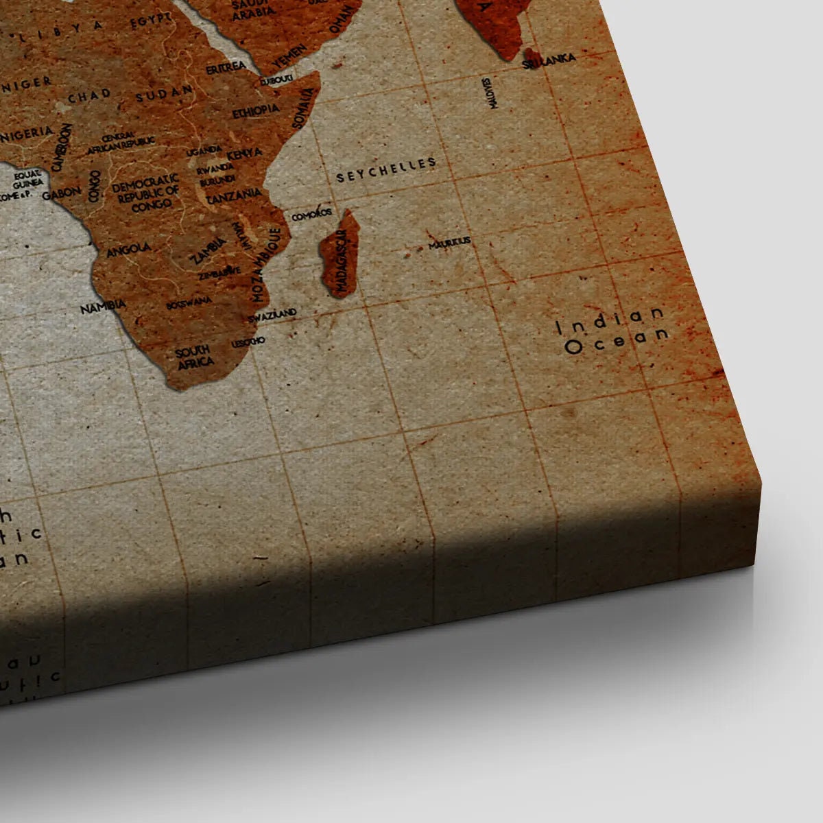 Vintage Sepia World Map Canvas Print Rustic Earth Tones Travel Wall Art ...