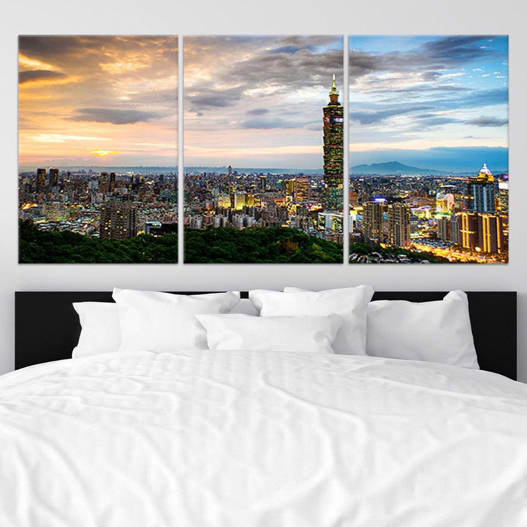 Taipei Skyline Canvas Print, Wall Art Decor, Cityscape Photography ...