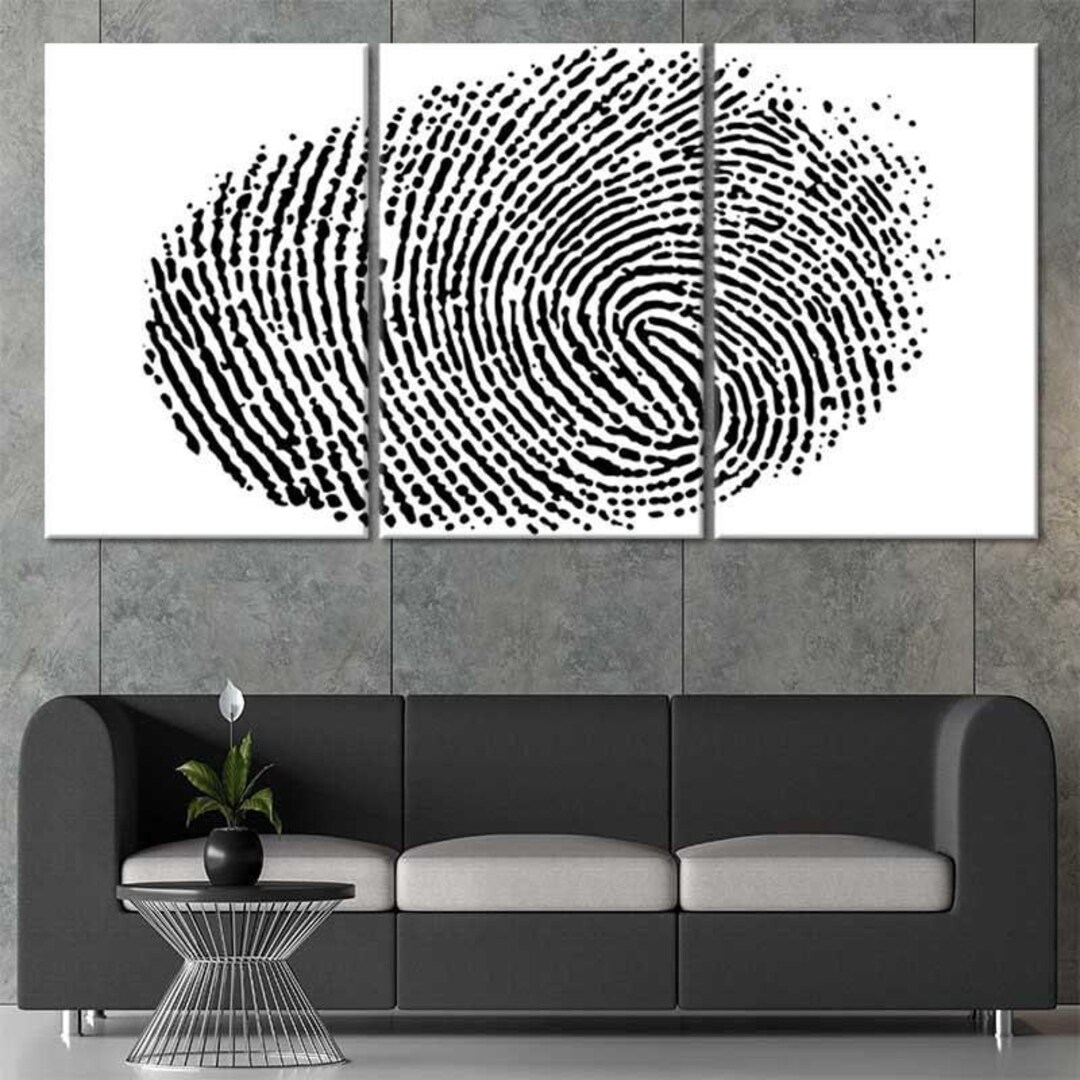 Fingerprint Wall Art, Black and White Boho Artwork for Modern Homes ...