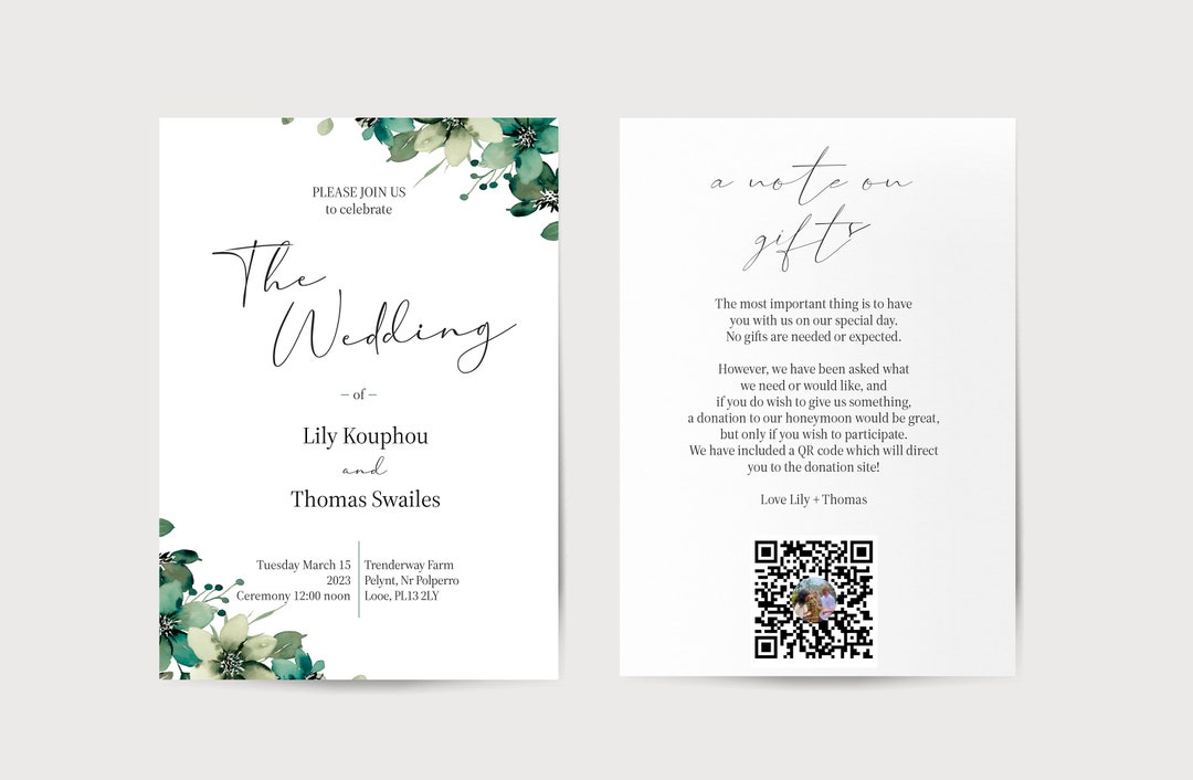Personalised DIGITAL Wedding Invitation With QR Code Directing to ...