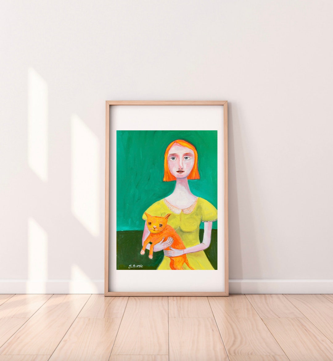 Art Print A4, A5 or A6 Vintage Cat Lady 2 Whimsical Art Humour Quirky ...