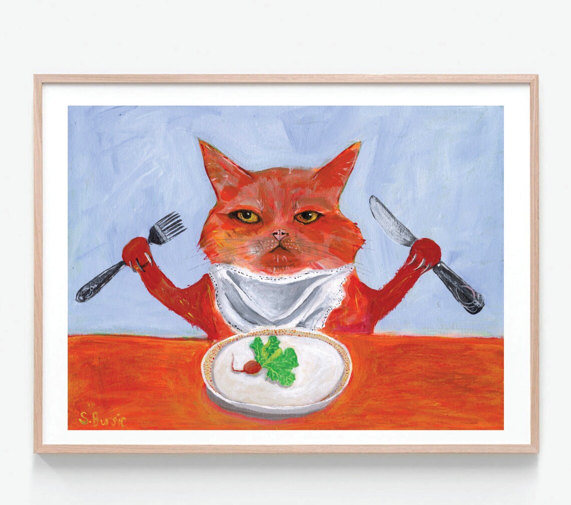 Art Print A4 A5 or A6 Funny Ginger Orange Eating Cat Funny - Etsy