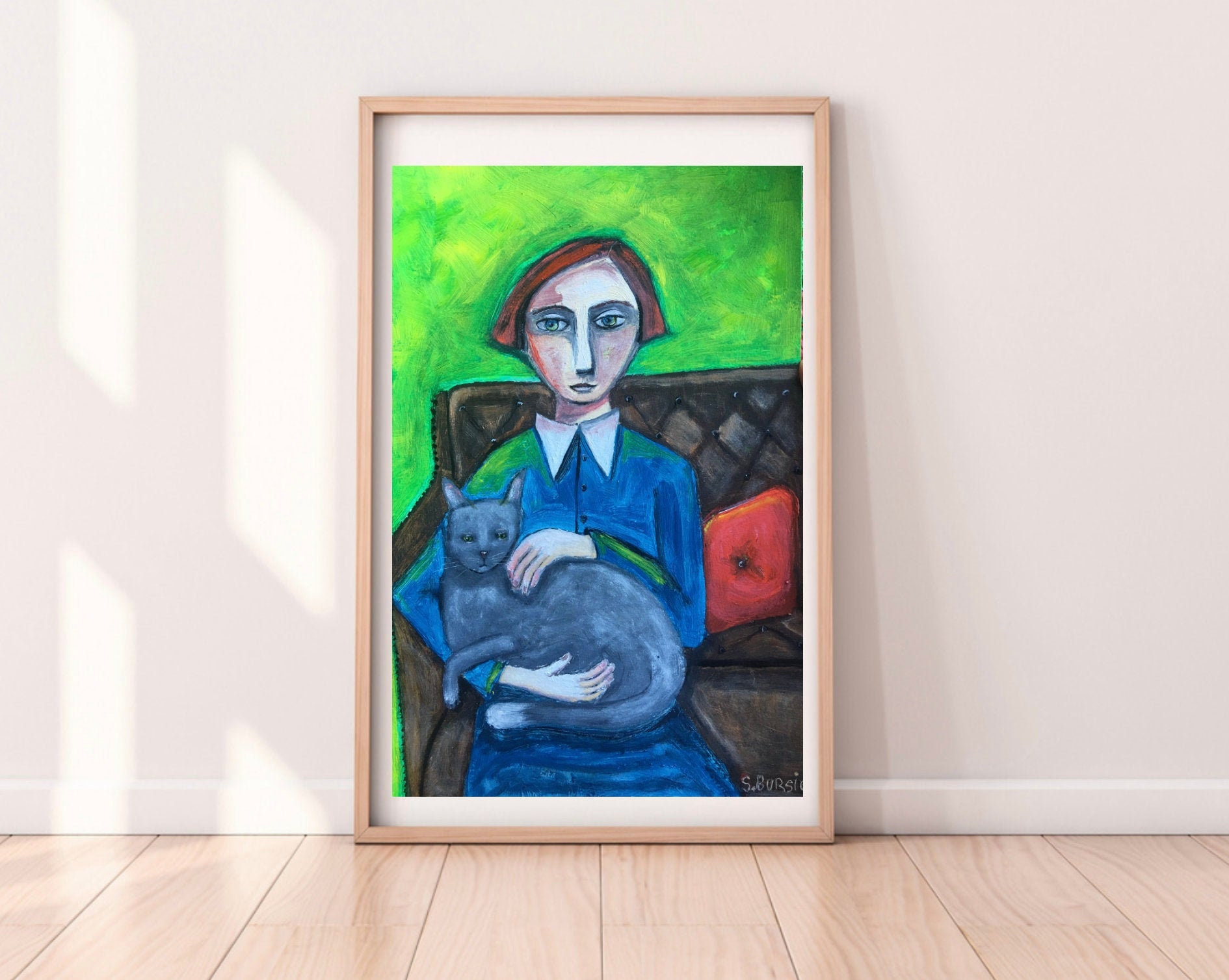 Art Print A3 Quirky Cat Lady Whimsical Art Humour Quirky - Etsy