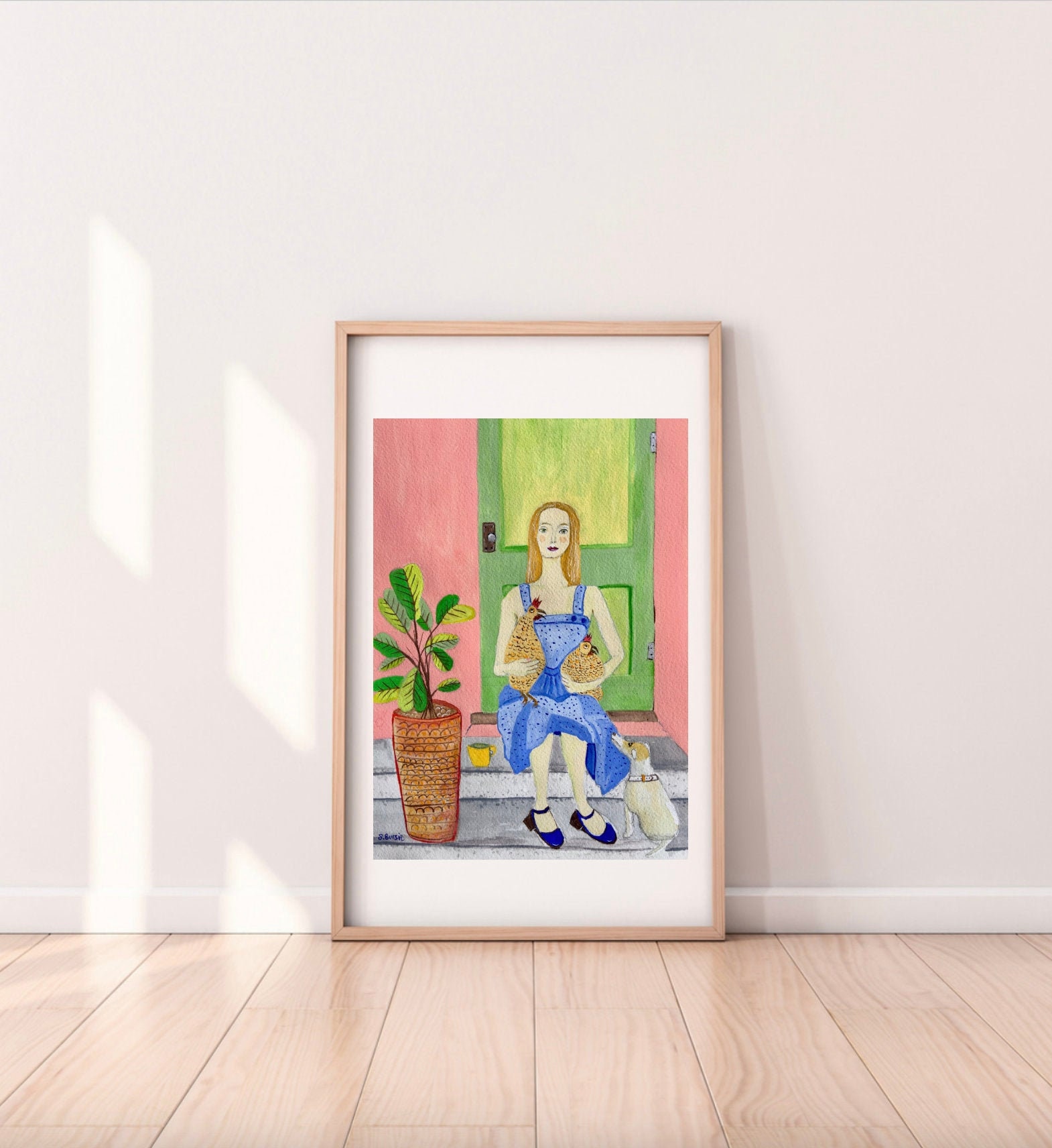 Art Print Chicken Lady Art Print Illustration in Gouache - Etsy Australia