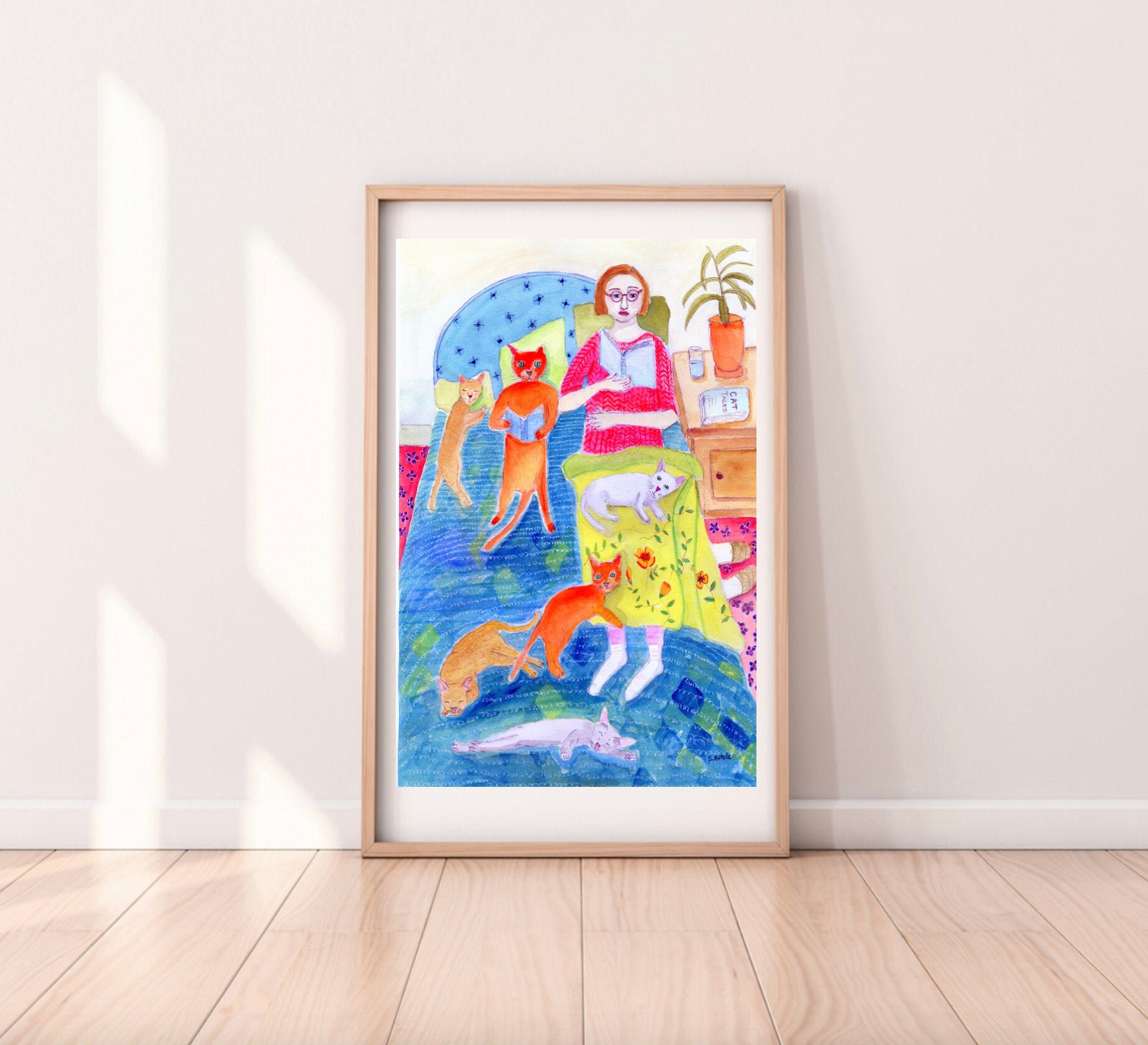 Art Print Crazy Cat Lady Whimsical Art Humour Quirky Art Orange Cat - Etsy