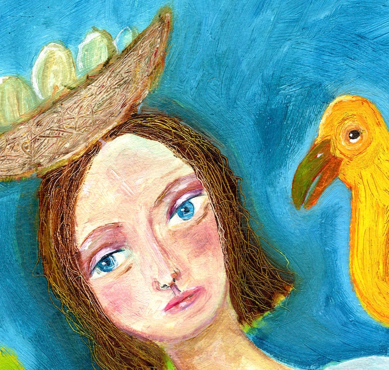 Art Print A4 A5 or A6 Bird Lady Chicken Lady Funny - Etsy