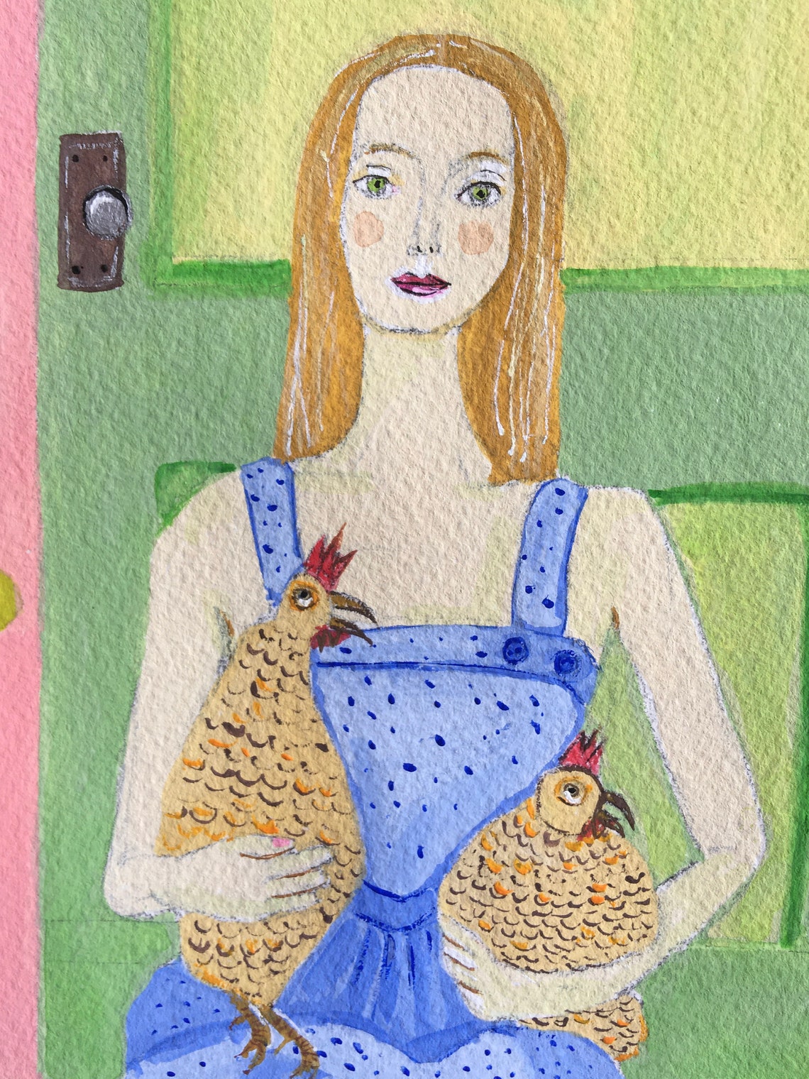 Art Print Chicken Lady Art Print Illustration in Gouache - Etsy Australia