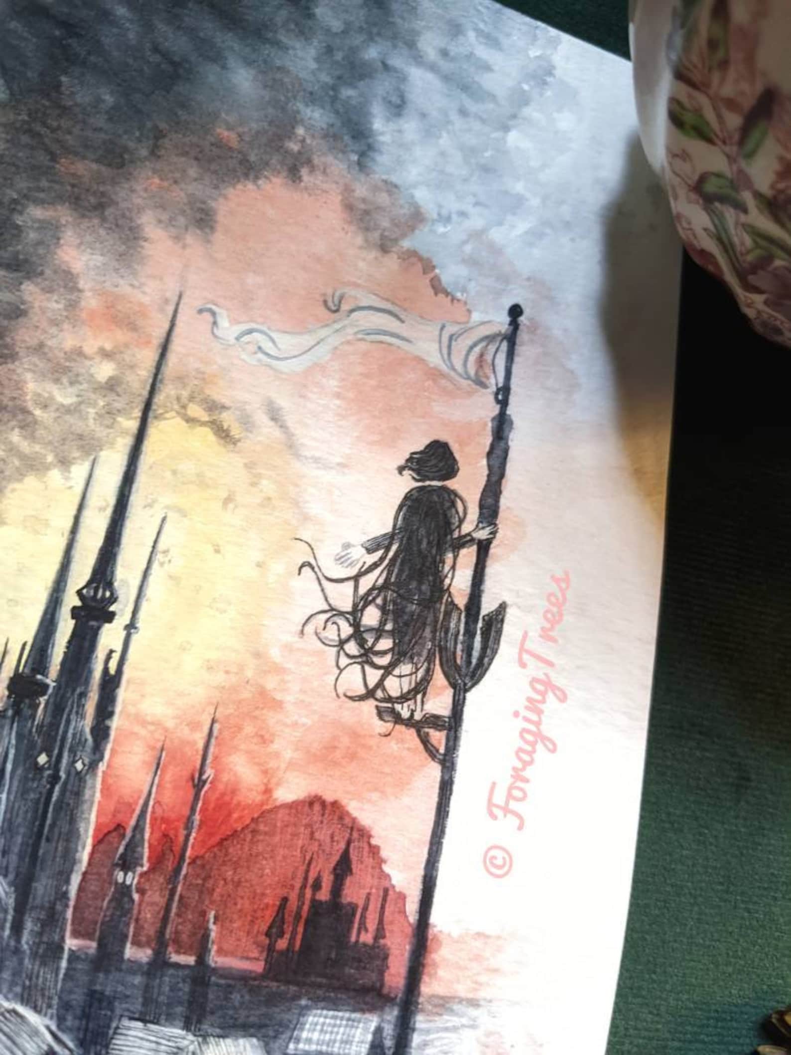 Luthadel Skyline, Mistborn Inspired Watercolor Print 5x7" - Etsy