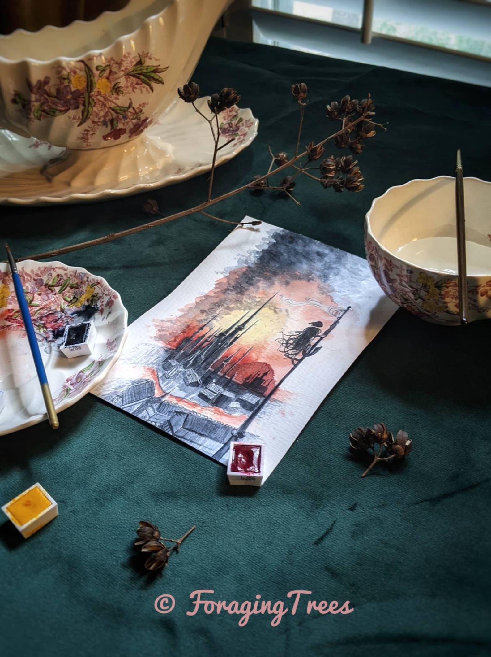 Luthadel Skyline, Mistborn Inspired Watercolor Print 5x7" - Etsy