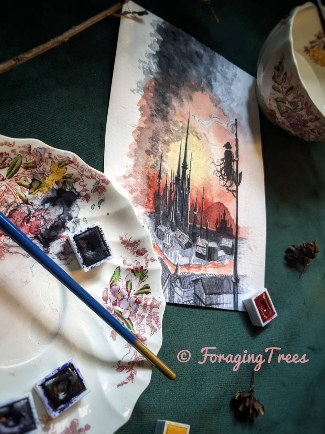 Luthadel Skyline Mistborn Inspired Watercolor Print | Etsy