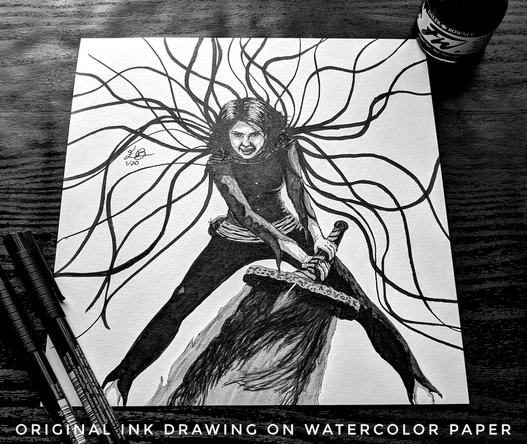 Original Mistborn Ink Illustration: Vin, the Survivor's Heir (8.5x8.5 ...