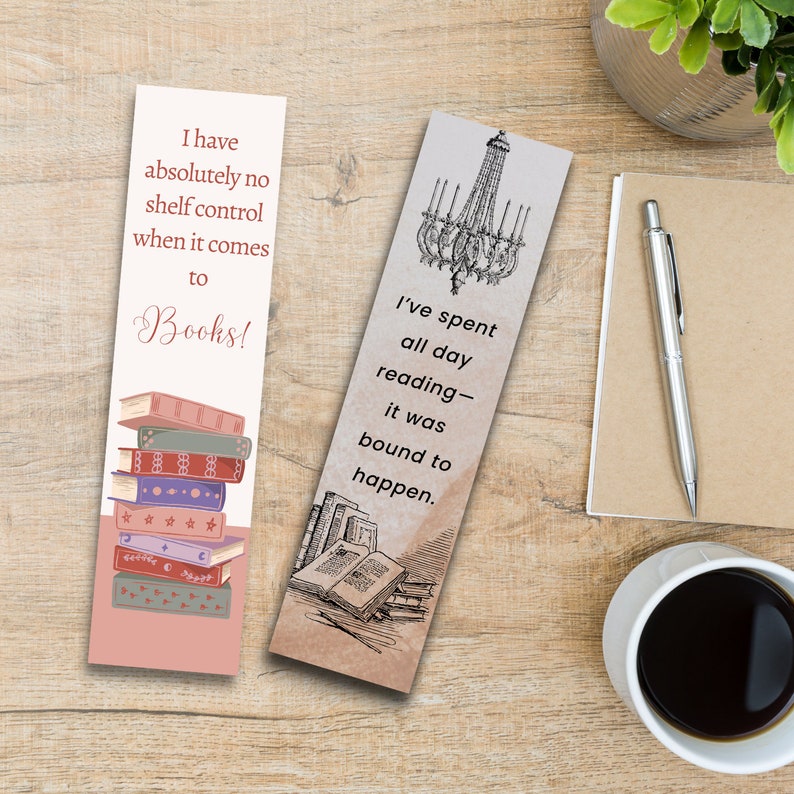 Punny Printable Bookmark 2x8 No Shelf Control It Was Bound to - Etsy