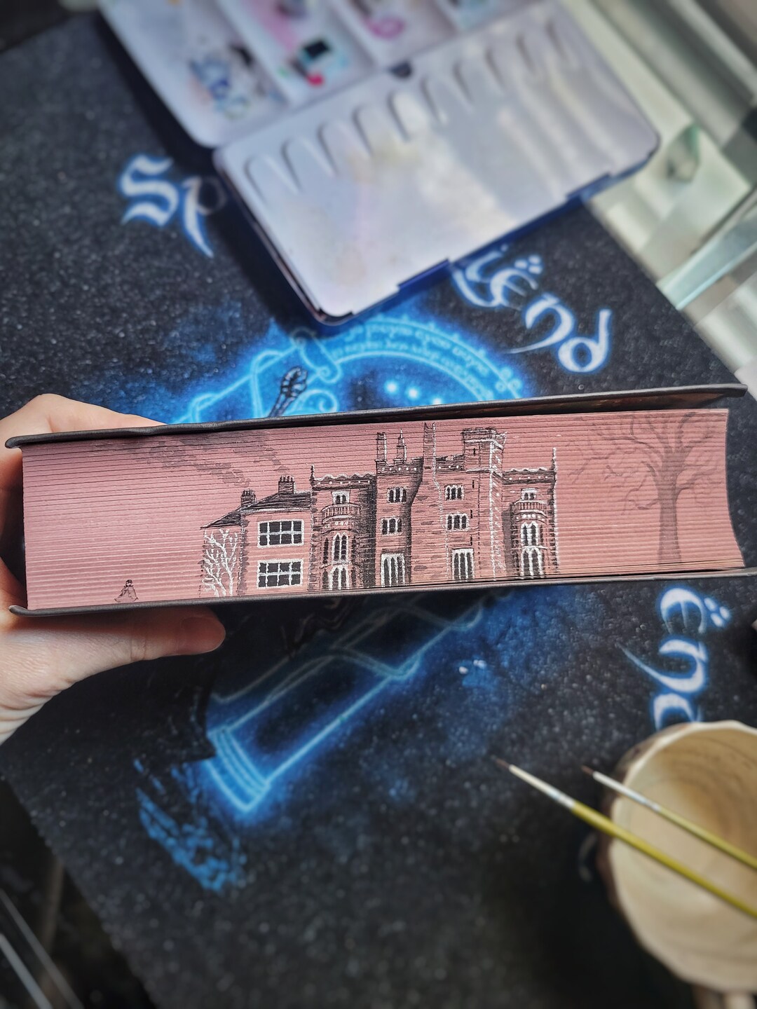 Jane Eyre Fore Edge Book Painting: Thornfield Hall, Book Collectors ...