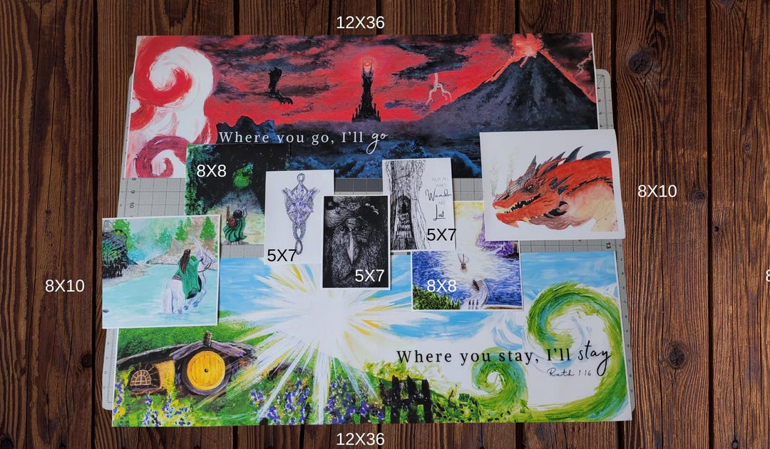 LOTR Art Print Bundle | Mordor and Shire Painting | Middle Earth Gift ...