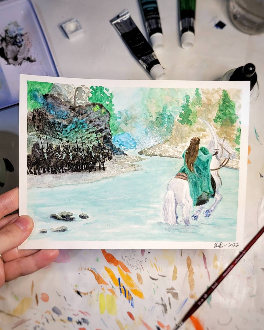 Arwen Vs Nazgul River Chase Scene - Lord of the Rings Inspired Art ...