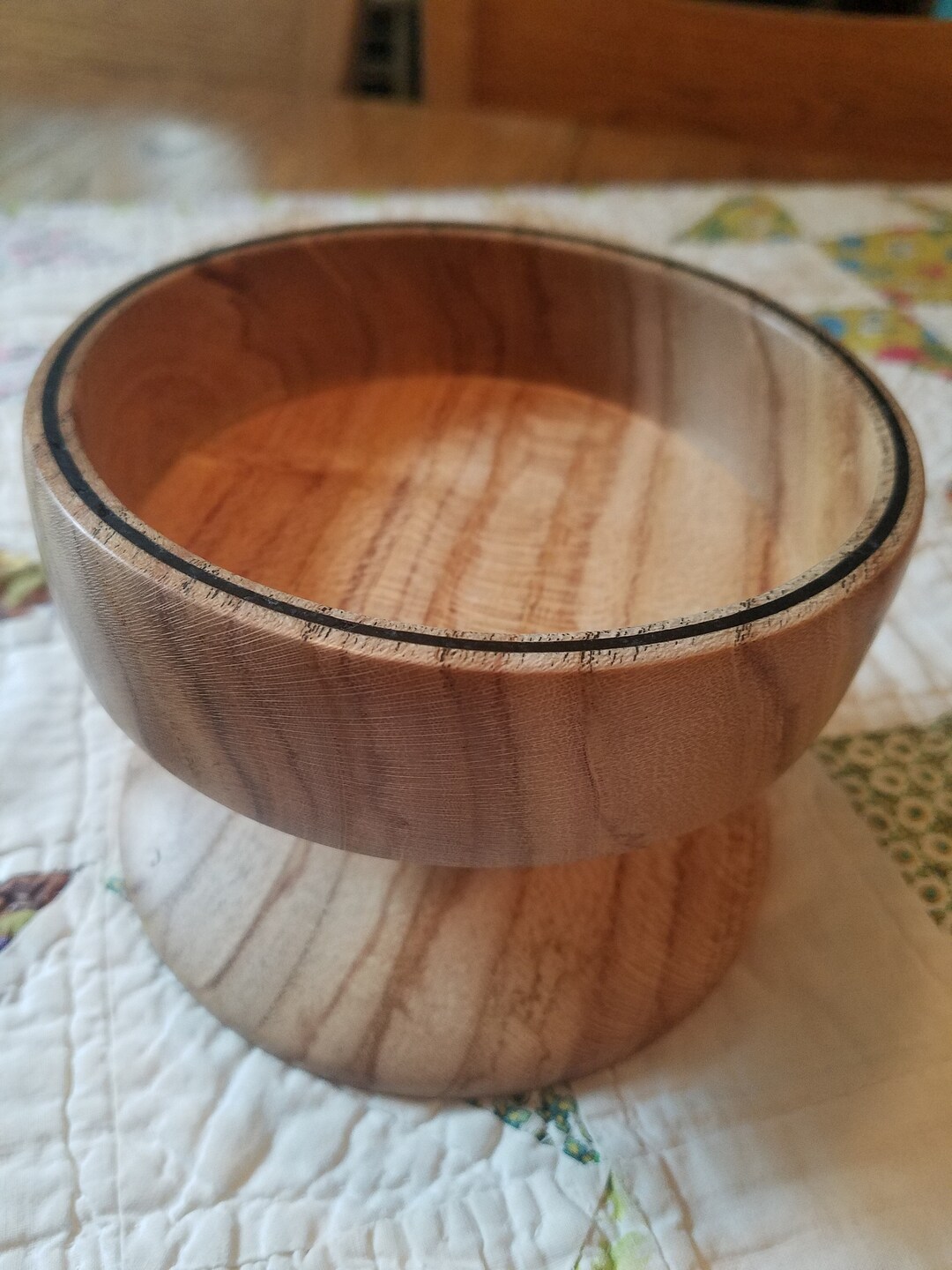 Fallen Tree Honey Locust Pedestal Bowl With Charcoal and Resin - Etsy