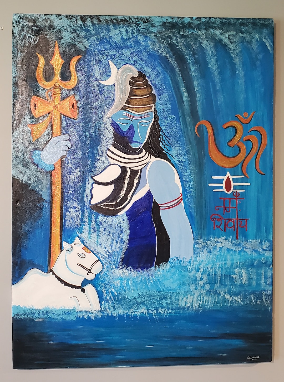Hand Painted Mighty Lord Shiva Emerging From a Waterfall - Etsy