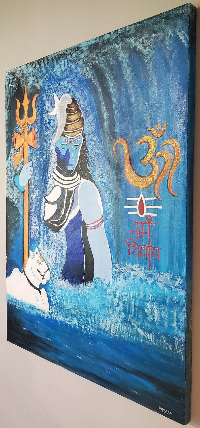 Hand Painted Mighty Lord Shiva Emerging From a Waterfall - Etsy
