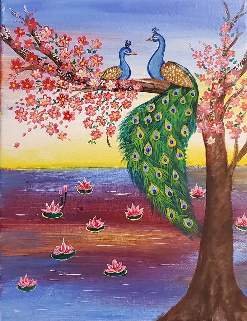 Hand Painted Beautiful Peacock Couple - Etsy