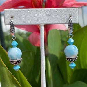 2" Pierced Earrings; Antique SS Ear Wires; SS Bead Caps; Natural ...