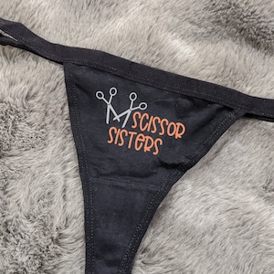 Sexy Scissor Sisters Black Thong | Metallic Scissors | Naughty Panties ...