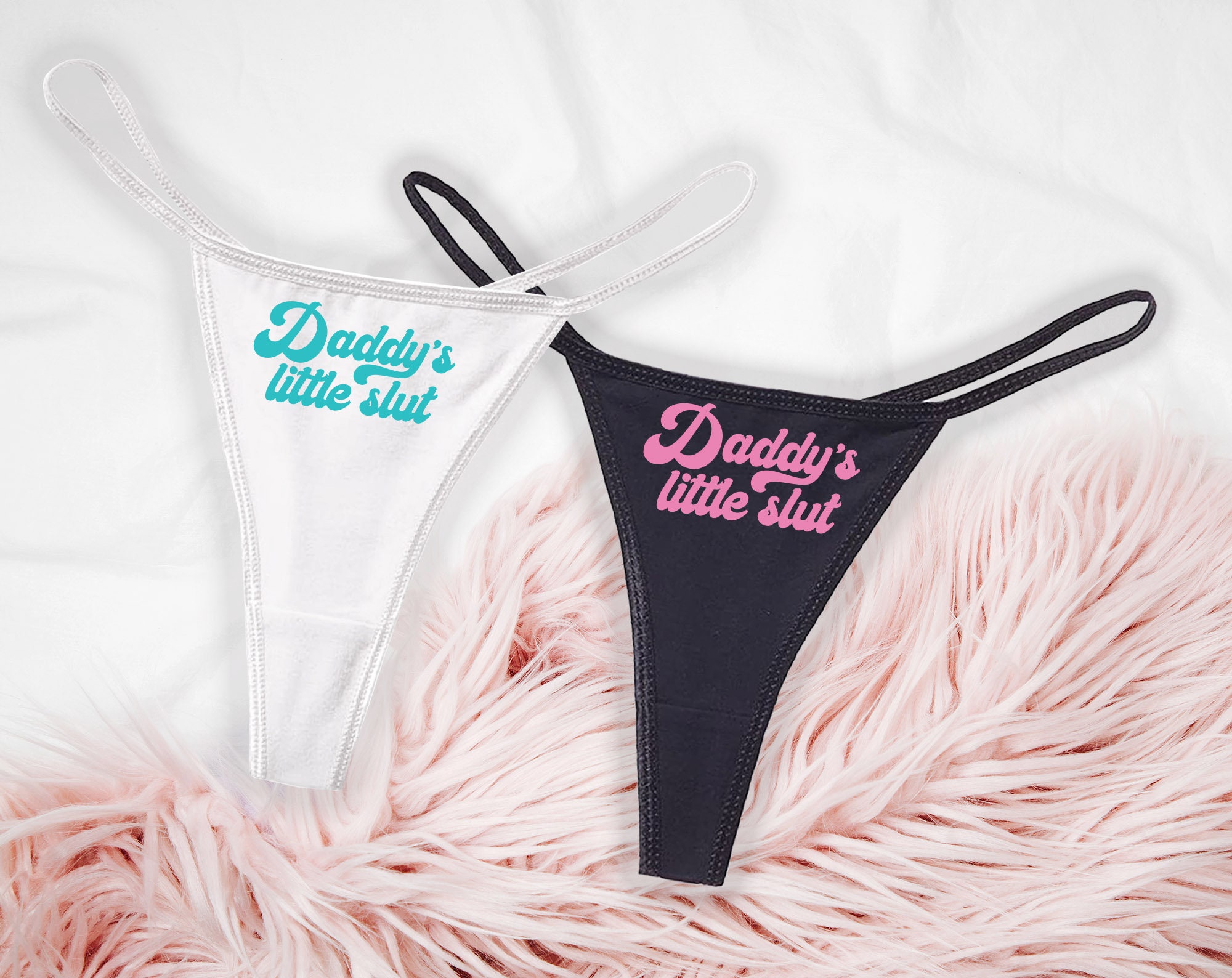 Daddys Little Slut Black Thong Ddlg Naughty Panties Etsy