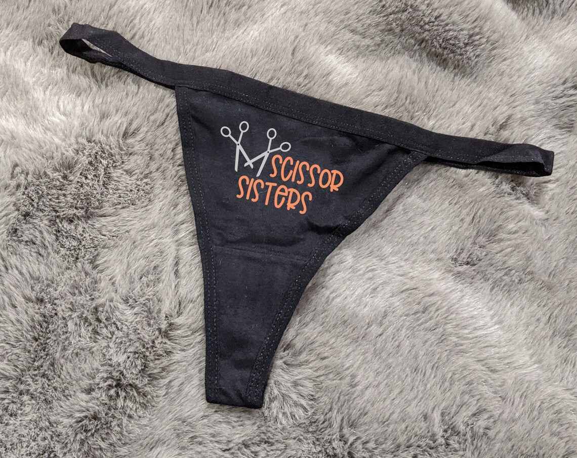 Sexy Scissor Sisters Black Thong Metallic Scissors Naughty Etsy