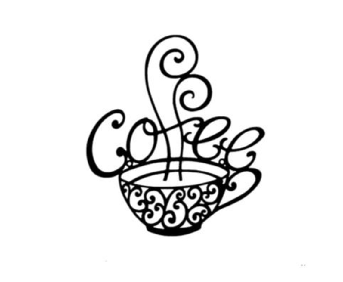 Swirl Cursive Coffee Cup SVG File - Etsy