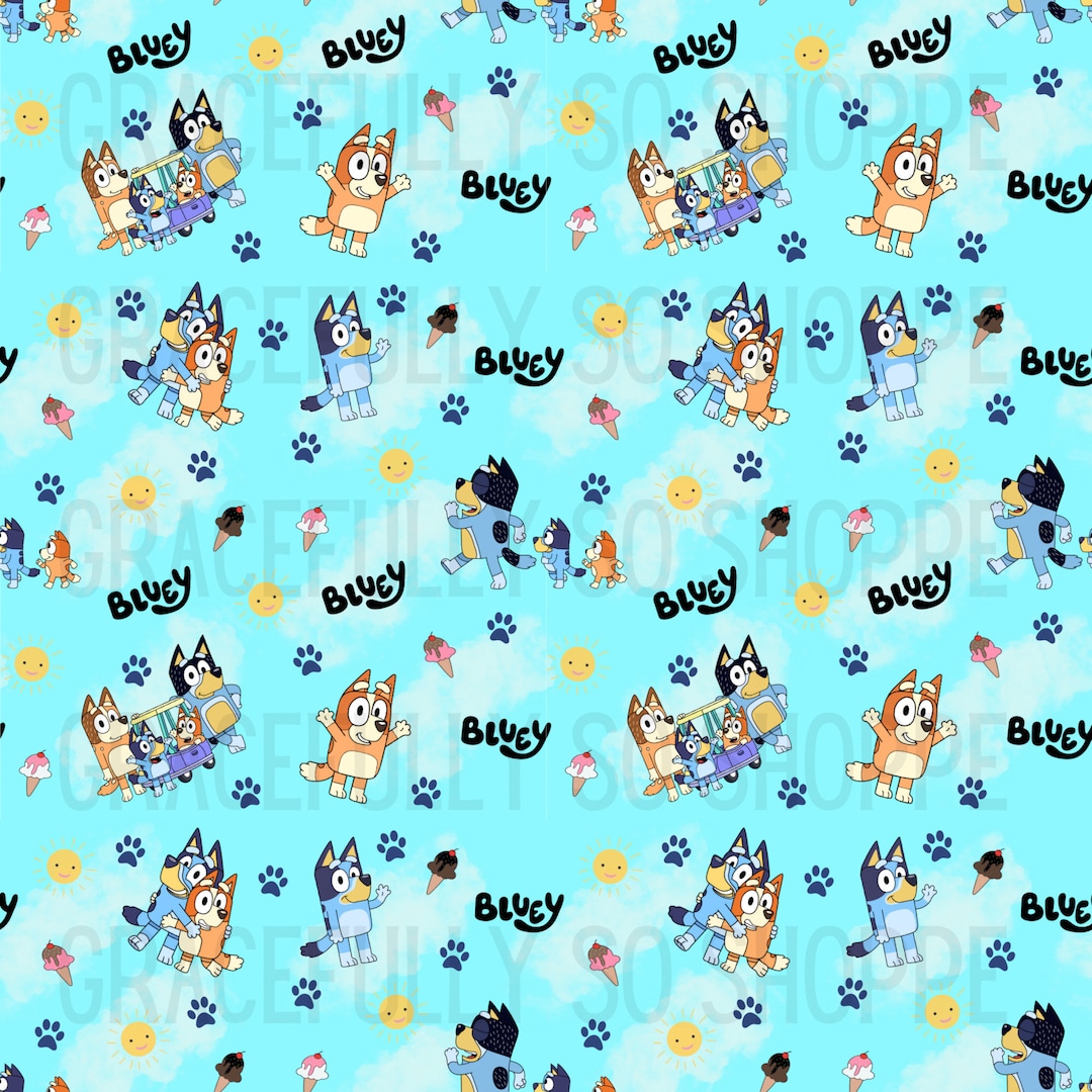 Bluey Blue Dog Summer Seamless File - Etsy Australia