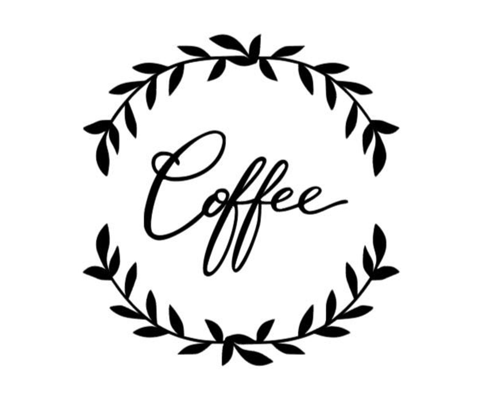 Cursive Coffee Leaf SVG | Etsy