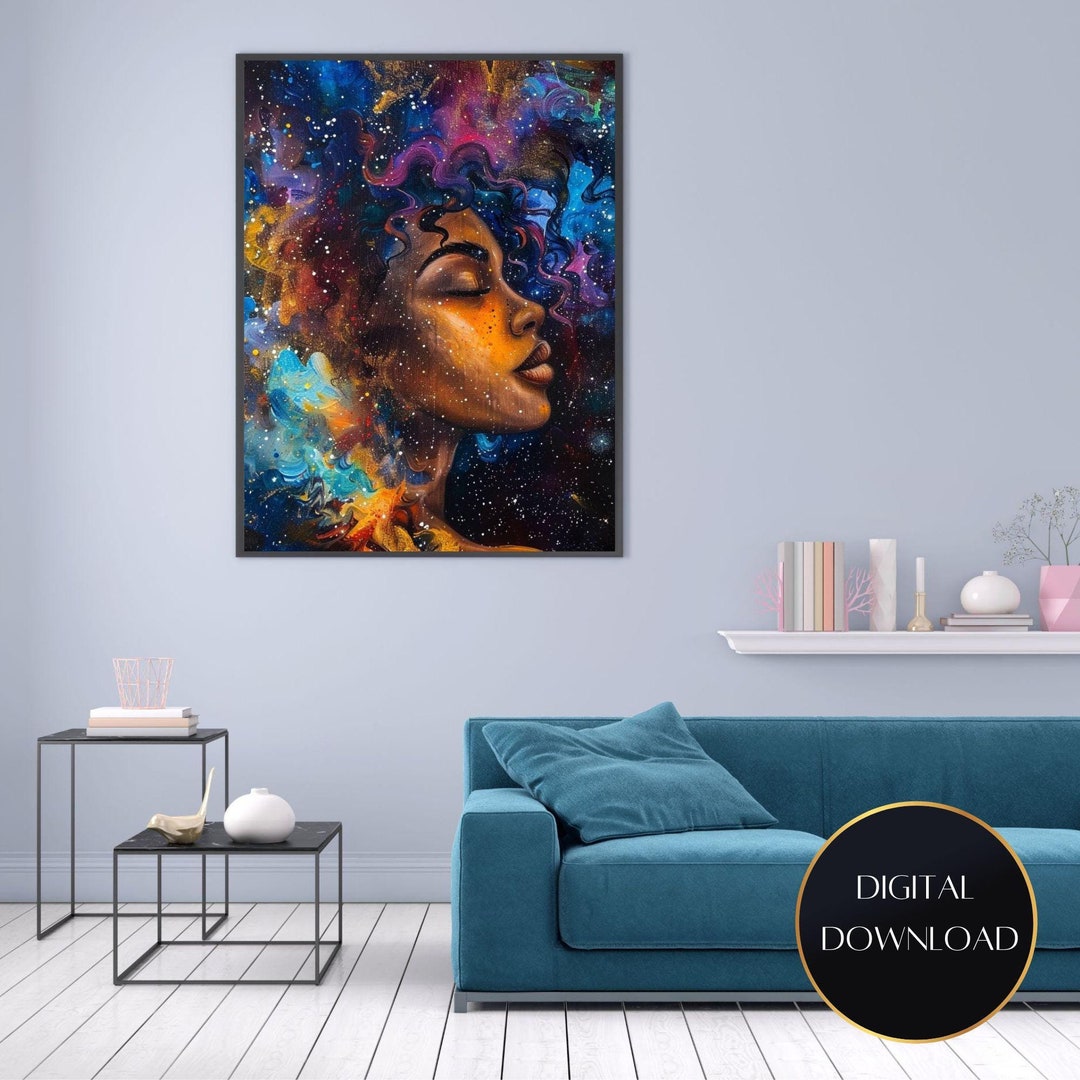 Galactic Dreams Melanin Beautiful Black Girl Magic Queen Wall Art ...