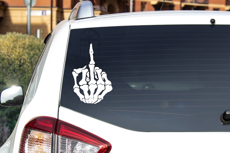 Buy Skeleton Hand Middle Finger Vinyl Decal Bones Hand Vinyl Online in ...