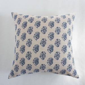 Navy Blue Floral Pillow, Indigo Floral Print Pillow, Cream Blue Throw ...