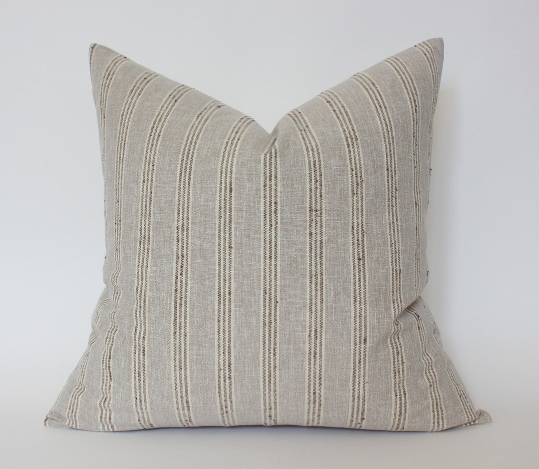 Neutral Pillow Cover, Beige Striped Pillow, Greige Cream Brown Throw ...