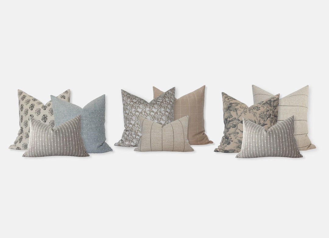 Sectional Pillow Set Neutral Earthy Pillow Combination Throw - Etsy