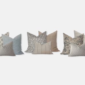 Sectional Pillow Set Neutral, Earthy Pillow Combination, Throw Pillows ...