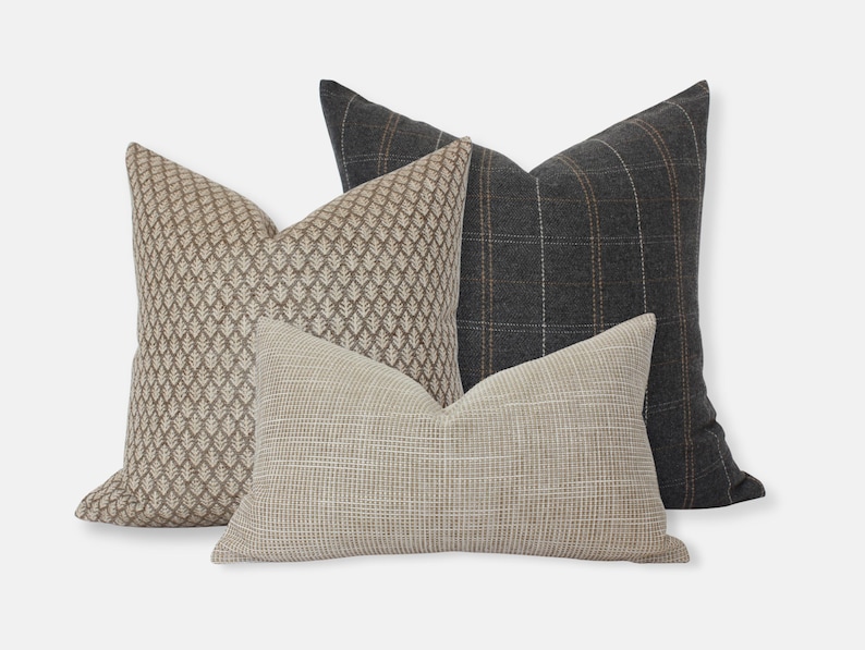 Earthy Throw Pillow Covers, Tan Brown Gray Pillow Covers, Sofa Pillow ...
