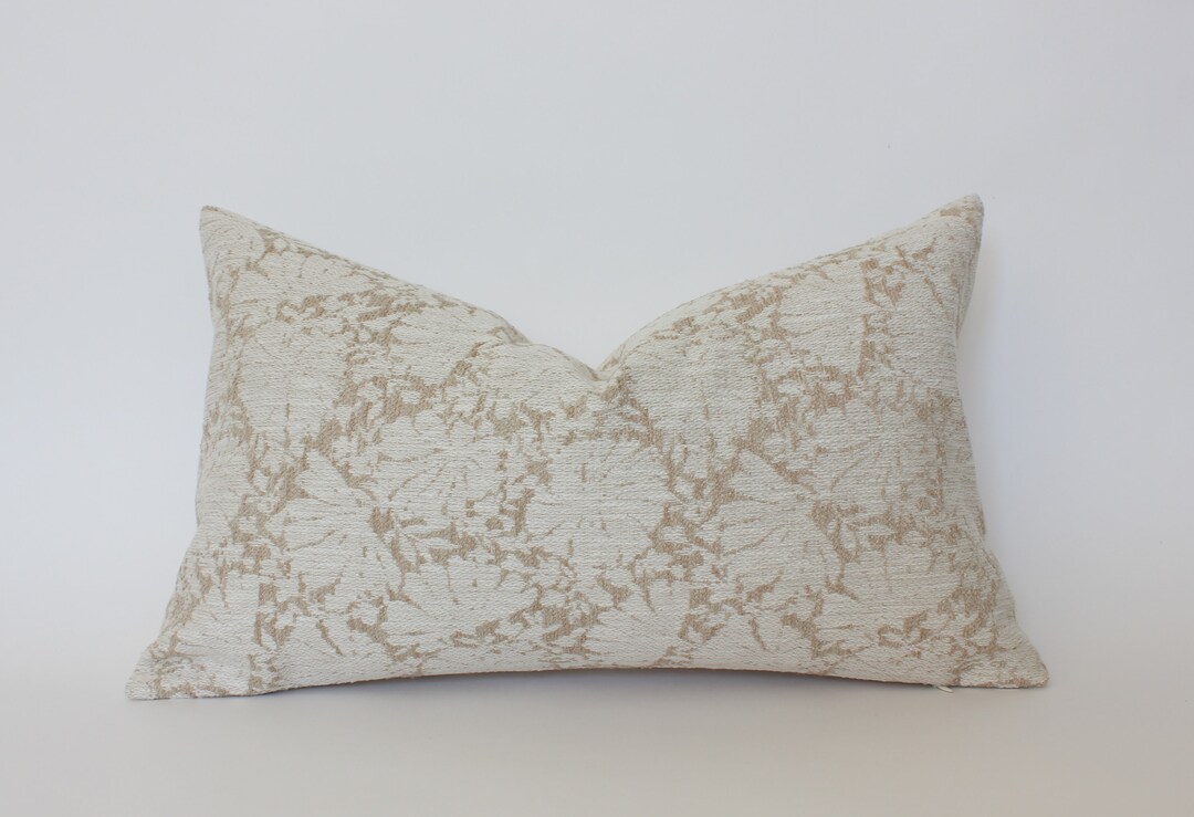 Floral Lumbar Pillow Cover, Neutral Textured Pillow, Ivory Floral ...