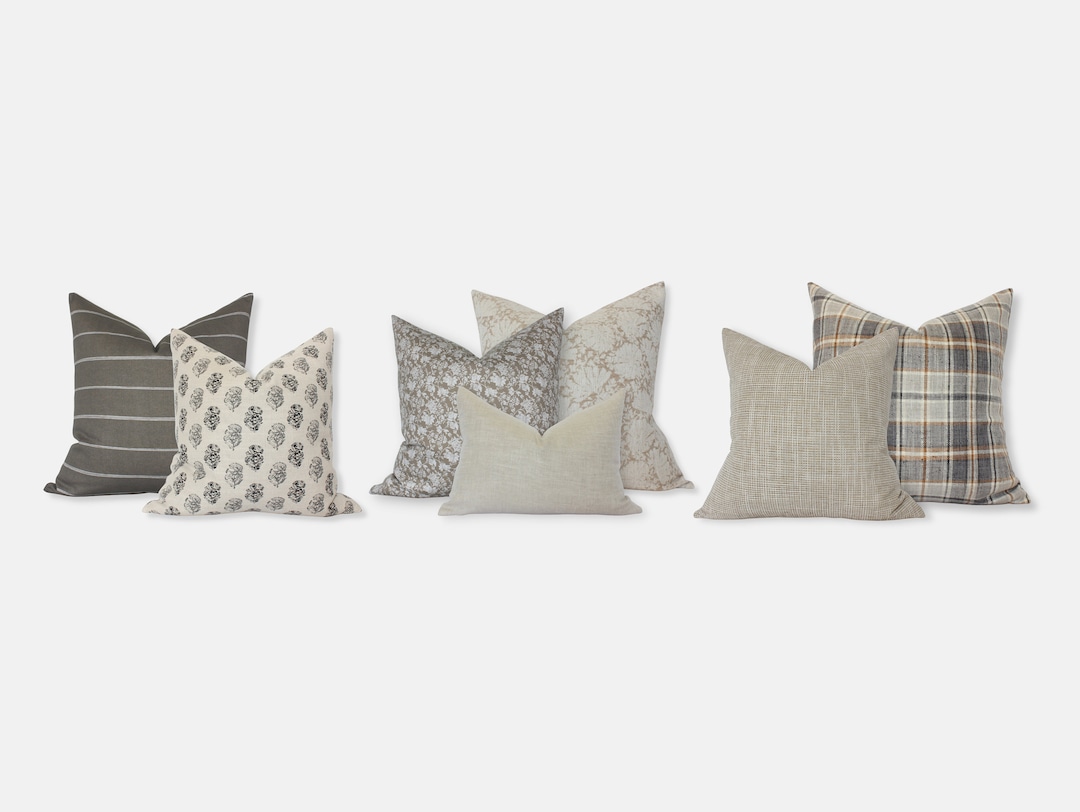 Sectional Throw Pillow Set , Pillow Combination for Couch , Neutral ...
