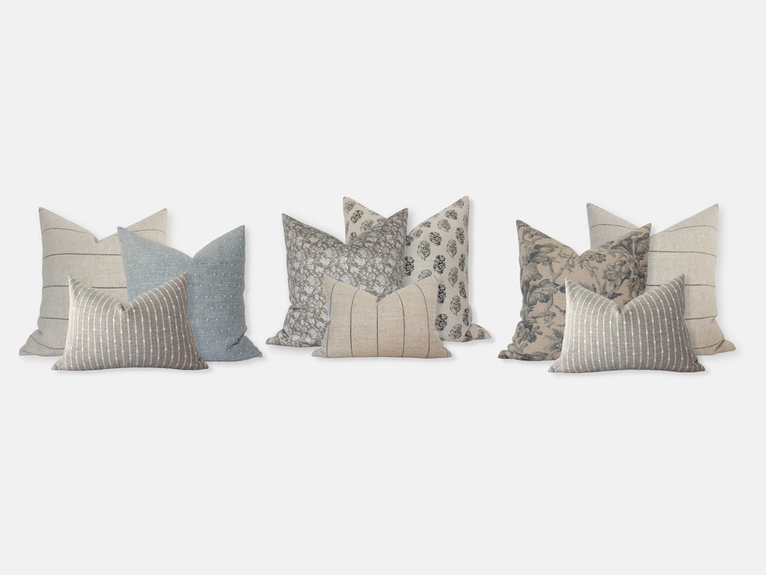 Sectional Pillow Set Neutral, Earthy Pillow Combination, Throw Pillows ...