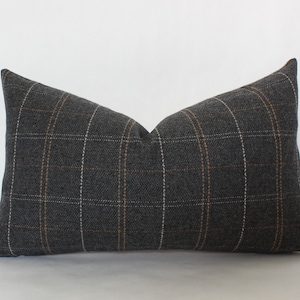 Plaid Throw Pillow, Moody Pillow Covers, Dark Gray Pillow, Minimalist ...