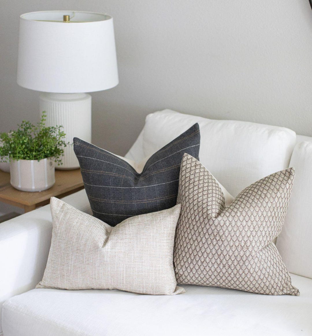 Earthy Throw Pillow Covers, Tan Brown Gray Pillow Covers, Sofa Pillow ...