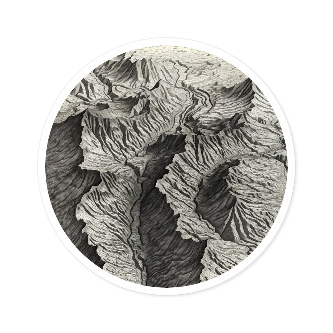 Mountain Topographic Map Sticker | Minimal Abstract Lines Circular ...