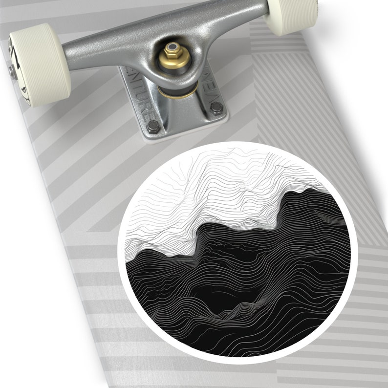 Minimal Abstract Topographic Lines Sticker | Circular Vinyl Decal ...