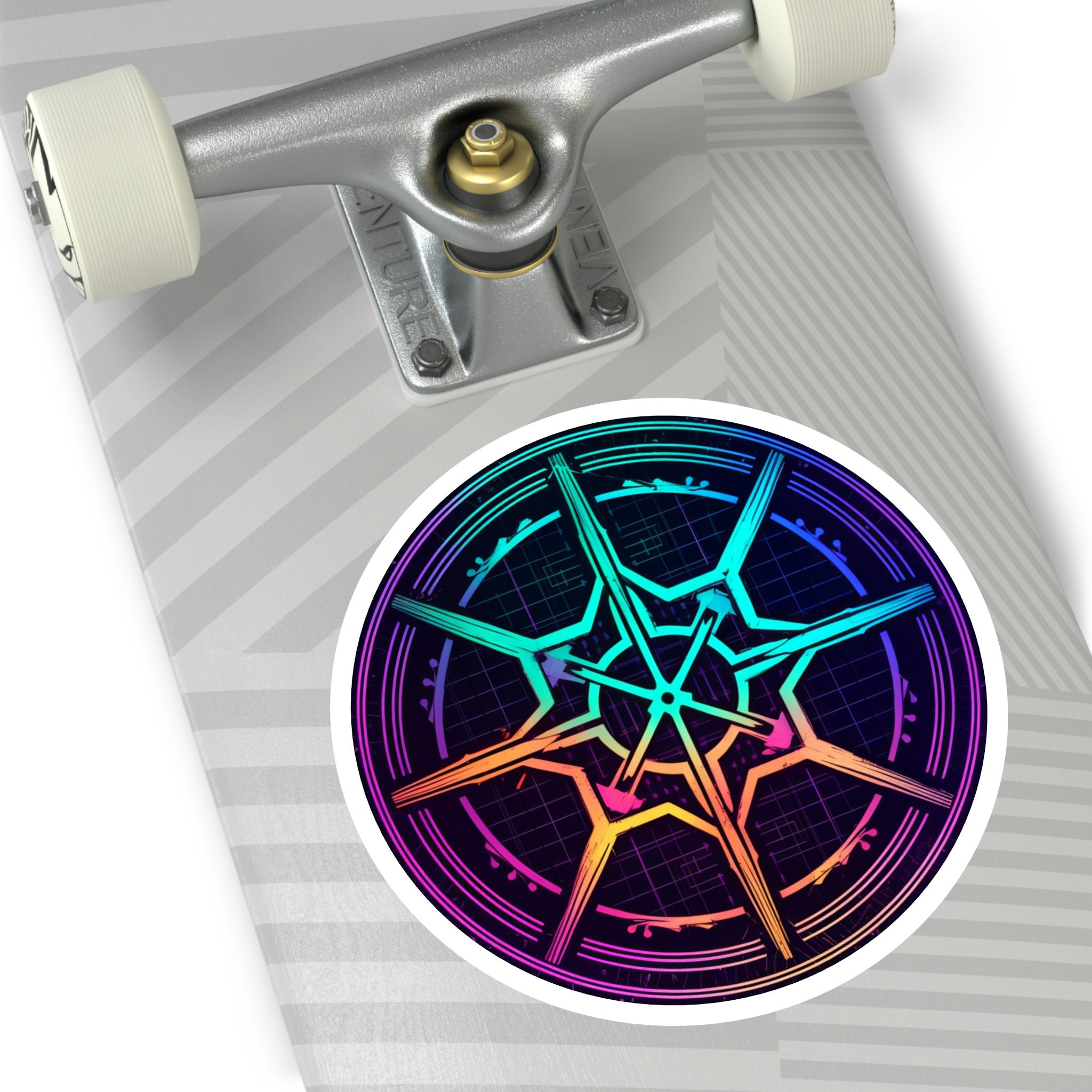 Glitchcore Cyberpunk Tech Star Sticker Futuristic Decal Water Bottle ...