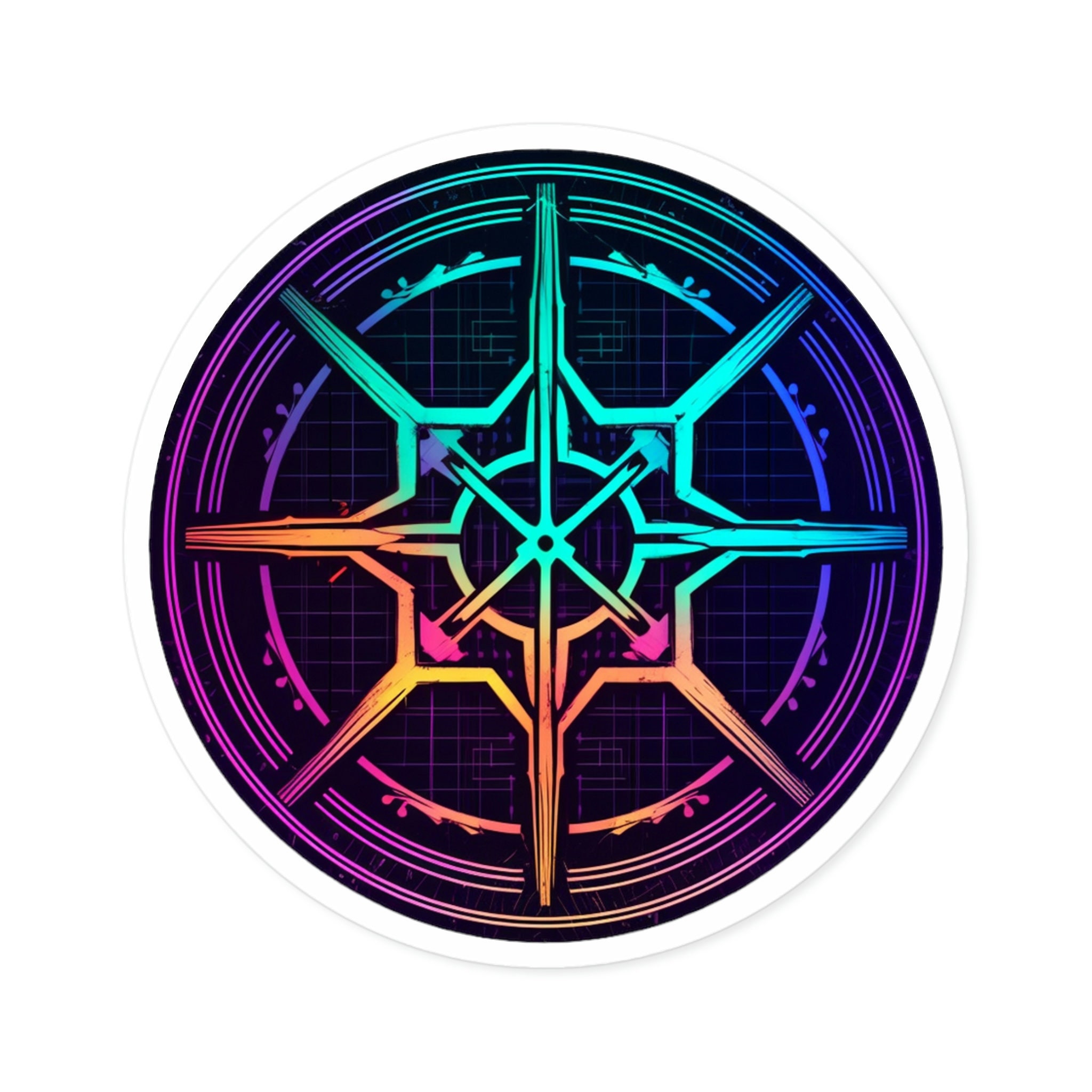 Glitchcore Cyberpunk Tech Star Sticker Futuristic Decal Water Bottle ...